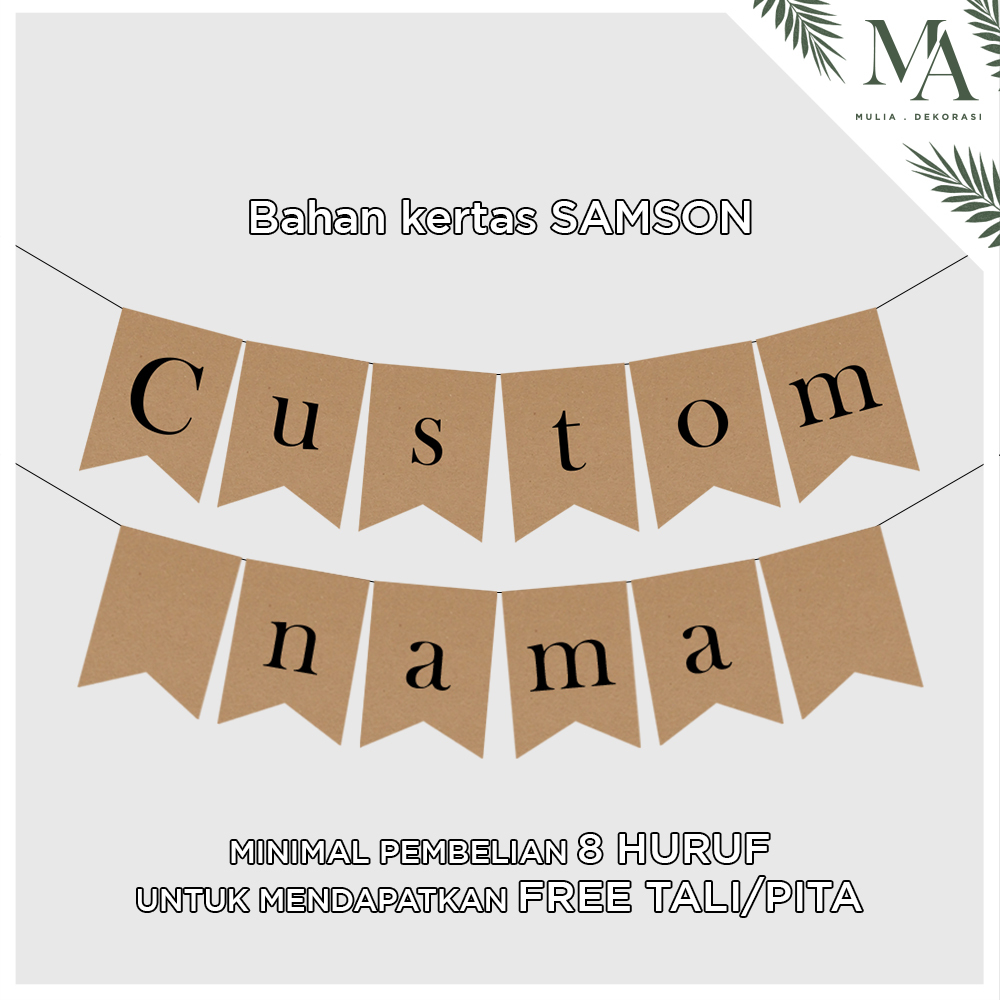 Bunting Flag Banner Custom Nama Per Huruf 1 Hari Kertas Karton Samson ...