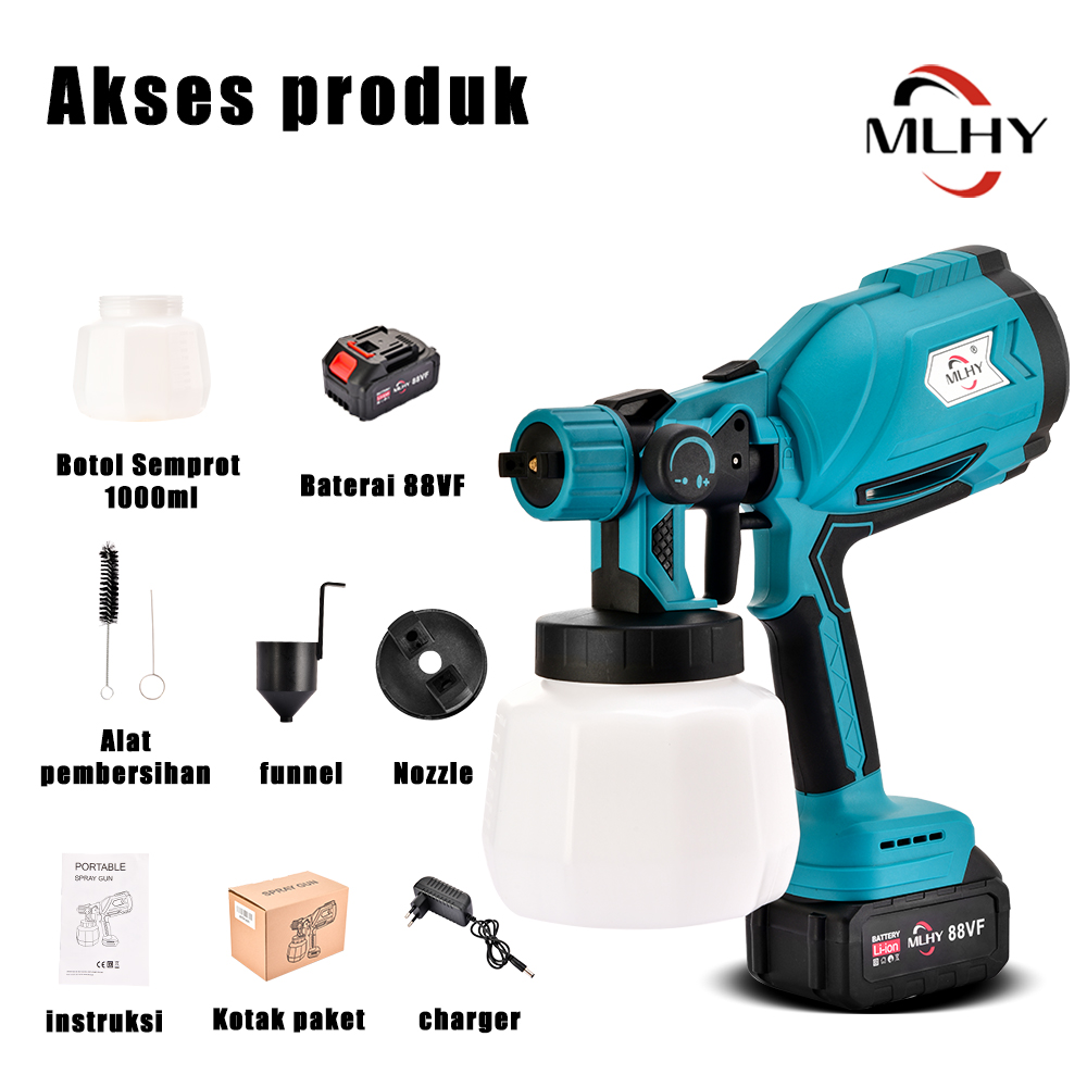 MLHY Electric Spray Gun 980W 1000ML Cordless Baterai lithium Alat ...