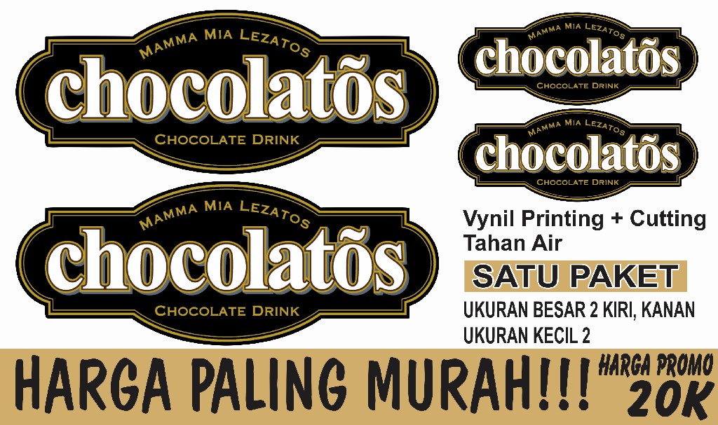 Sticker Chocolatos Printing Cutting isi 4 Sticker | Lazada Indonesia