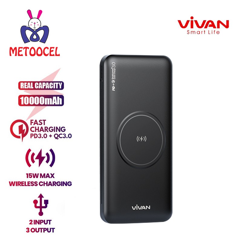 VIVAN Powerbank 10000 mAh VPB-W11 Wireless Fast Charging 18W Resmi ...