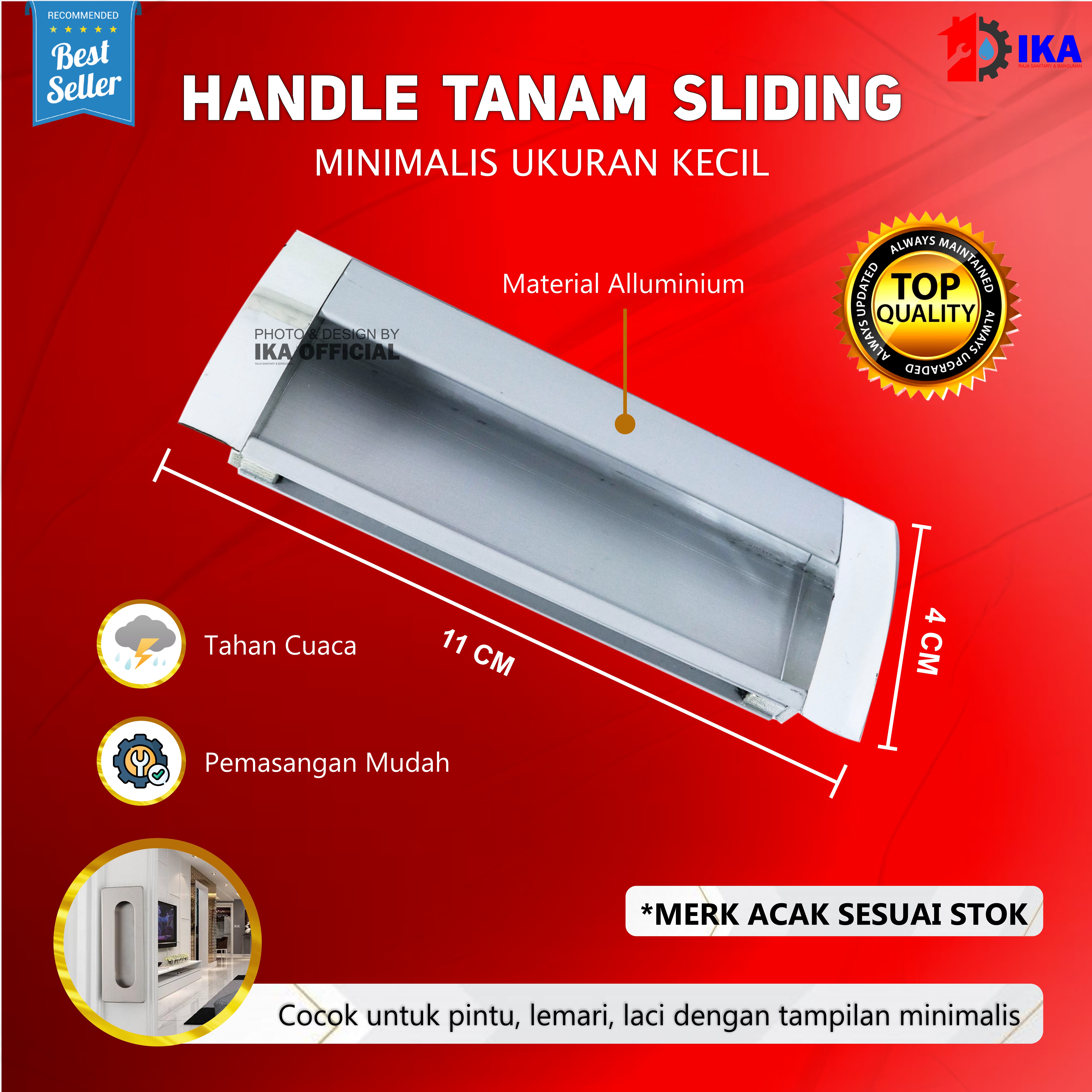 Tarikan Tanam PVC Handle Pintu Lemari Sliding Pegangan Dorong Geser ...