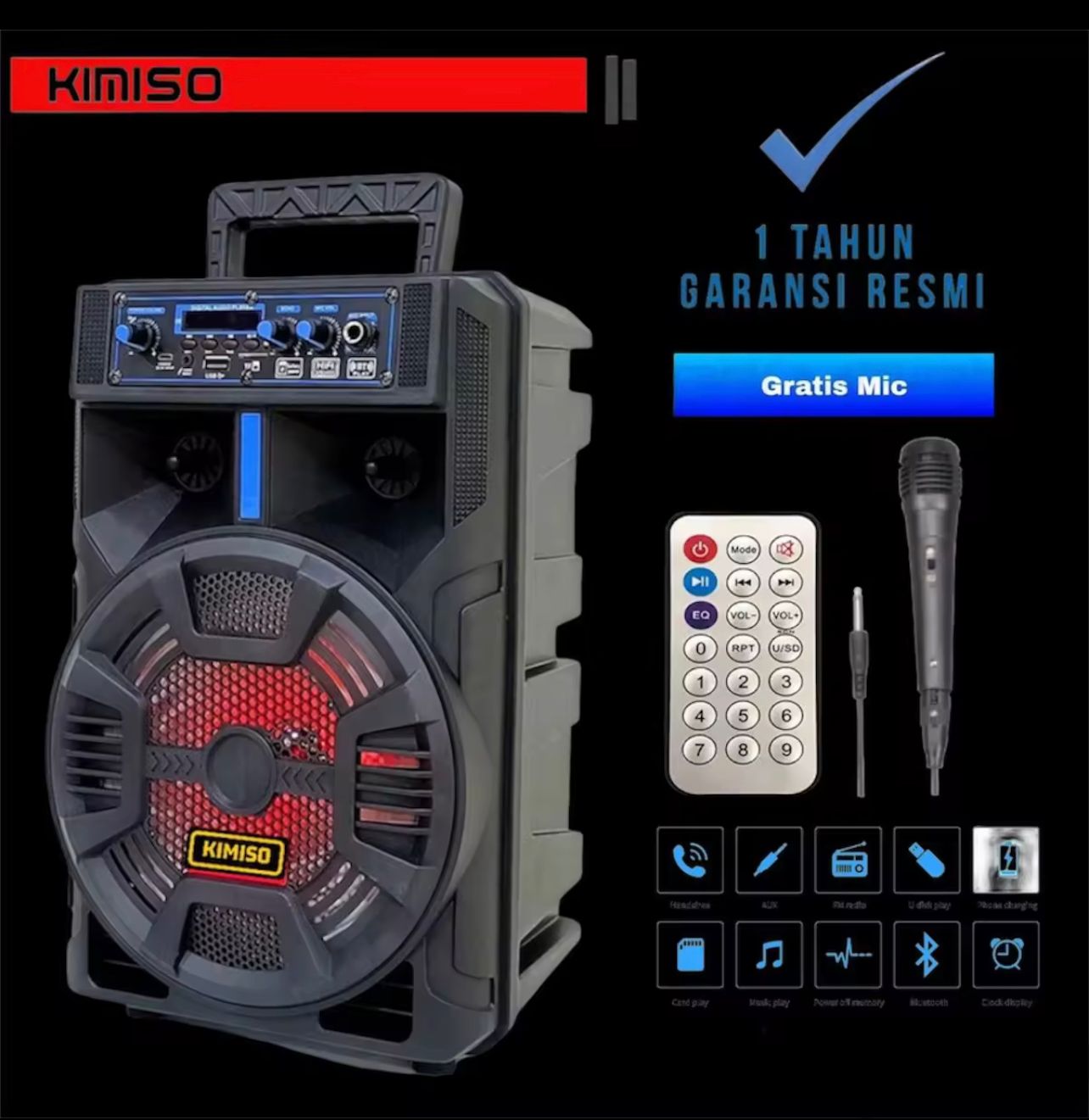 Salon Aktif Super Bass Speaker Bluetooth Karaoke Ukuran Besar 8 Inch