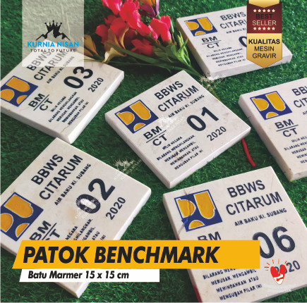 PATOK BENCHMARK / TITIK REFERENSI GEODETIK BATU MARMER ASLI 15 x 15 cm ...