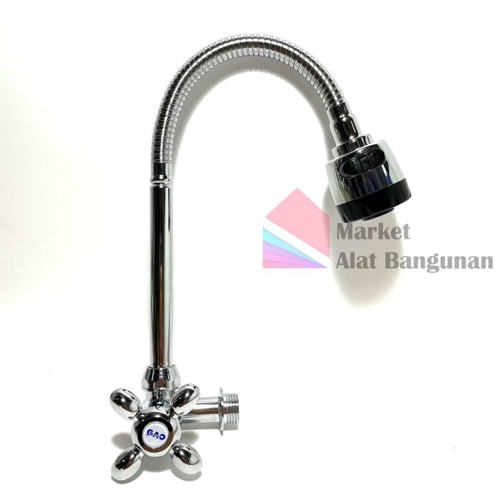 Kran Angsa Cuci Piring Fleksibel STAINLESS Kepala Besar 2 Tipe Pancuran ...