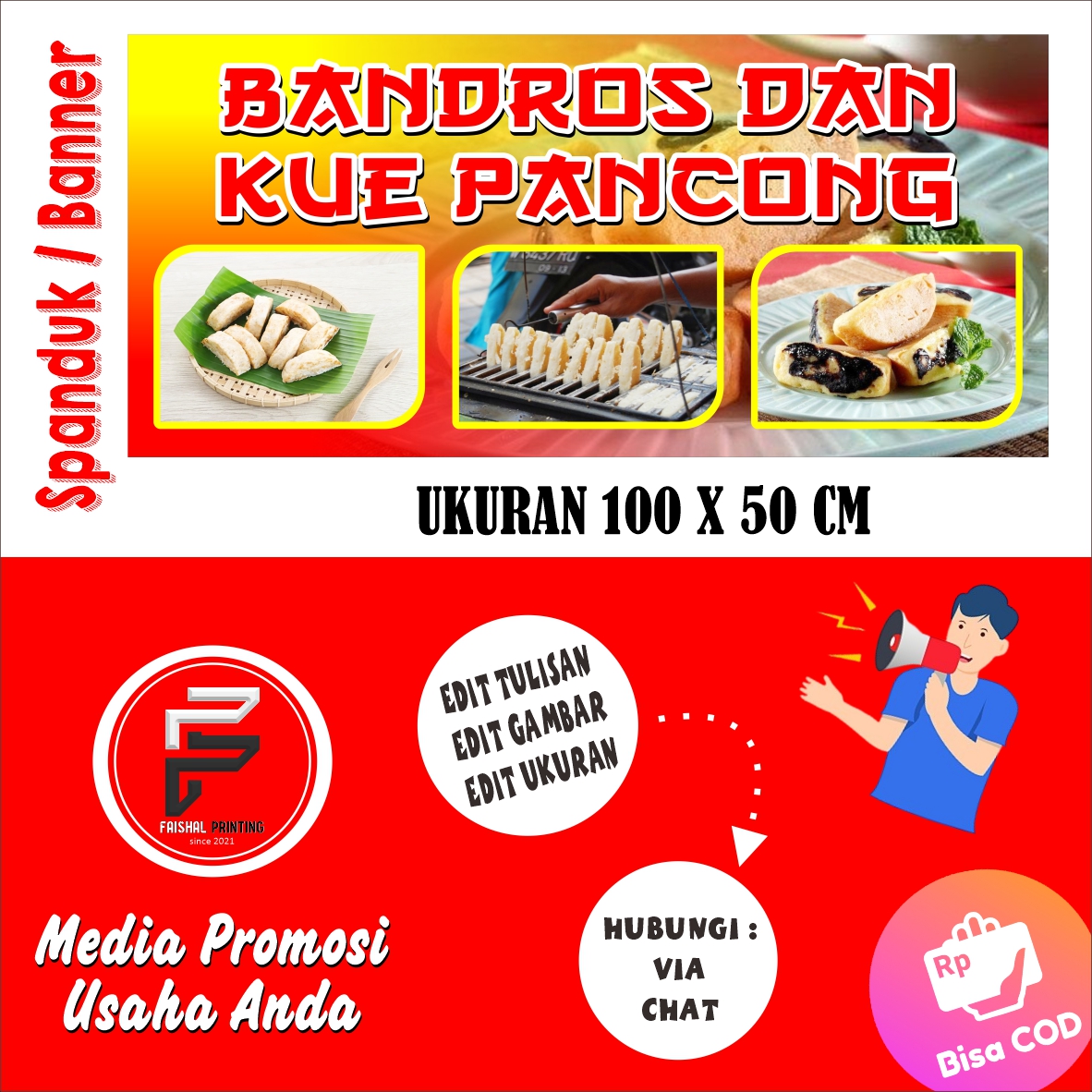 Spanduk Jajanan Bandros / Banner Kue Pancong / Spanduk Kue Bandros ...