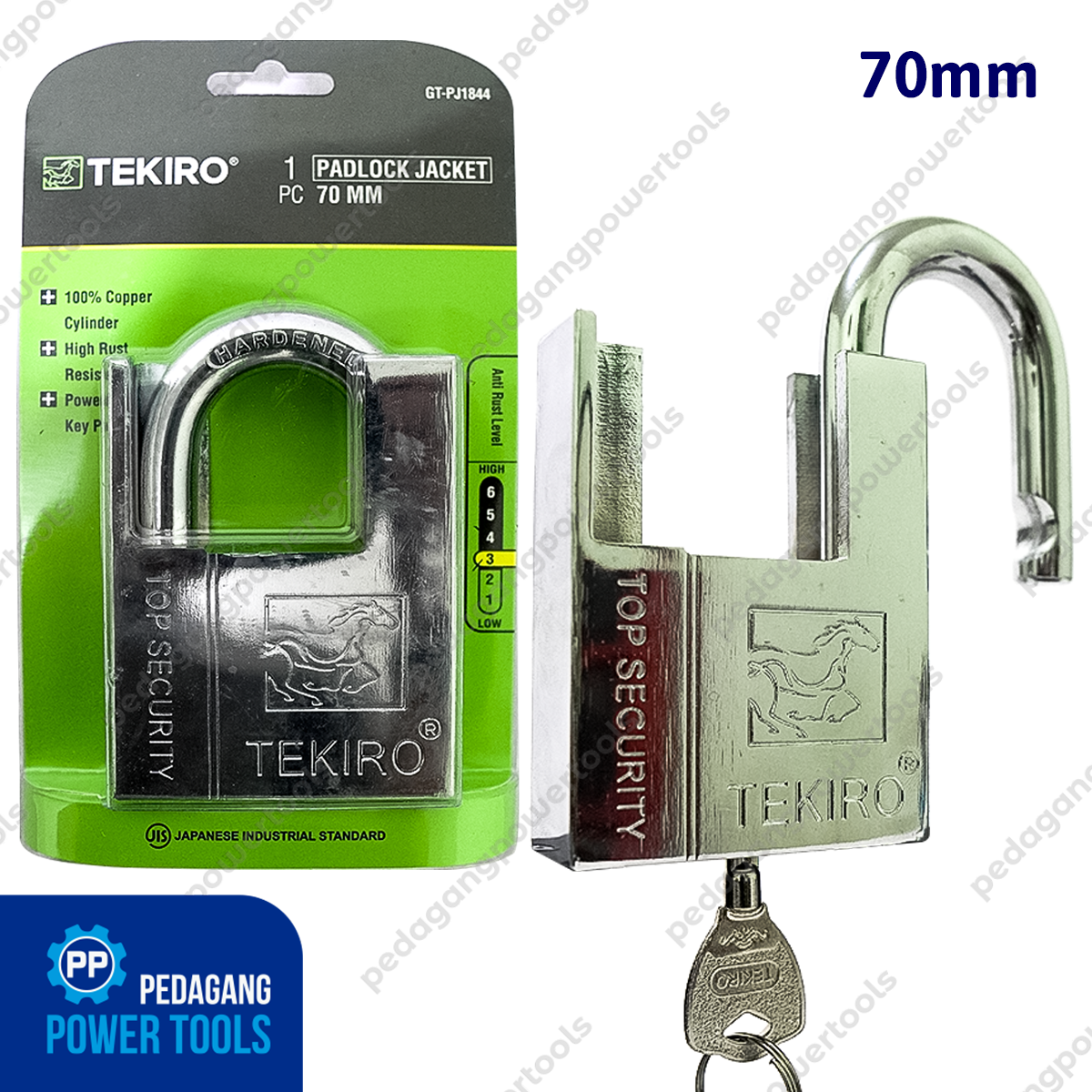 TEKIRO GEMBOK JAKET 70 MM KUNCI PAGAR RUMAH BESI PADLOCK JACKET 70MM ...