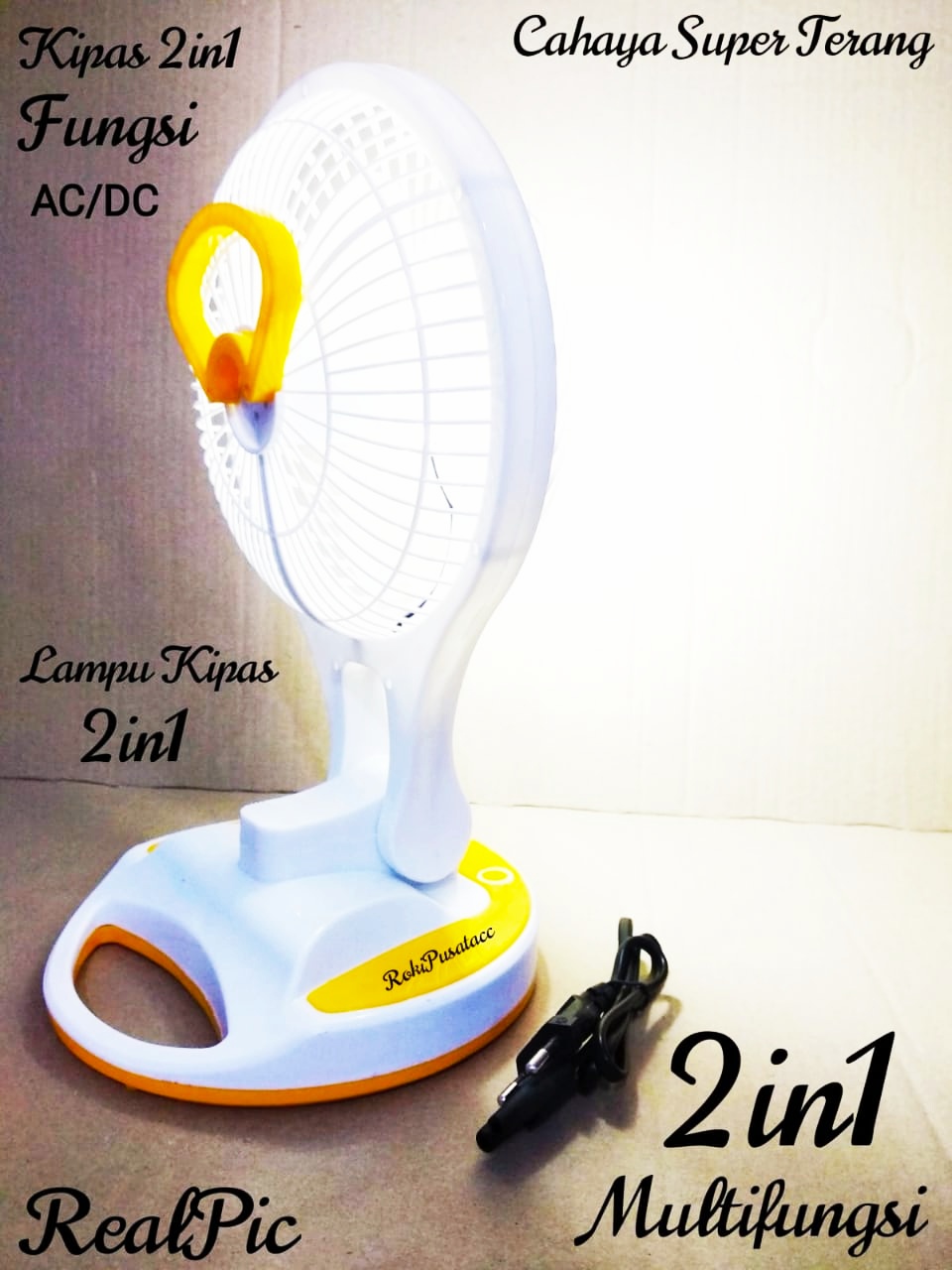 Kipas Angin Meja / Kipas Lampu Emergency Fungsi AC/DC Kipas Angin ...