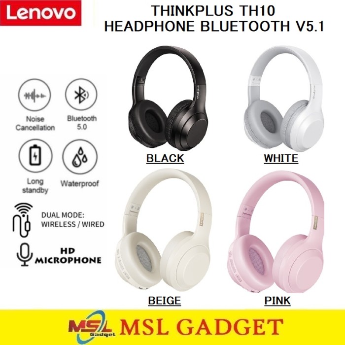 Lenovo Thinkplus TH10 Headset Bando Headphone Bluetooth Wireless Mic ...