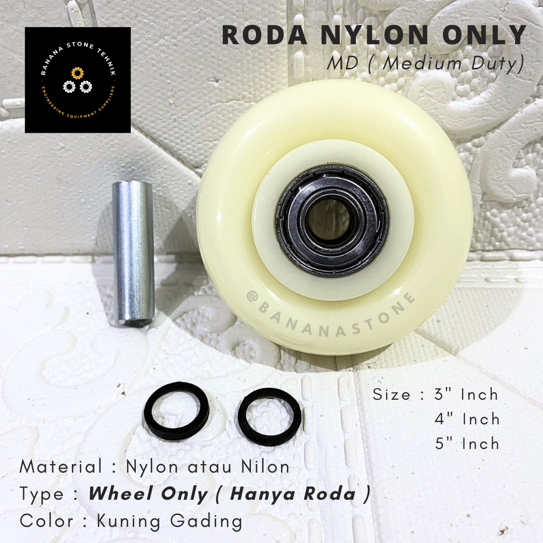 Roda Nylon Medium Duty Wheel Only Trolley Nilon Lori 3 inci 4 in 5 Inch ...