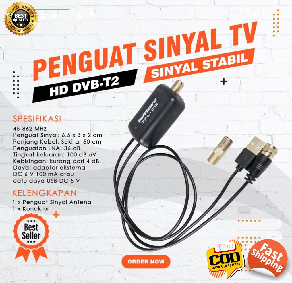 Booster Penguat Sinyal TV Antena DVB-T2 Televisi DIgital Penambah ...