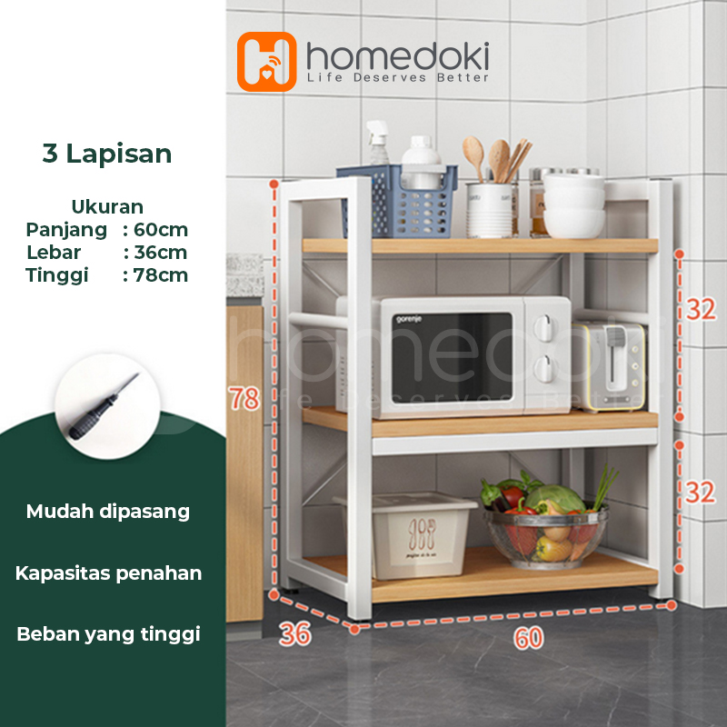 Homedoki Rak Microwave / Rak Penyimpanan Serbaguna / Rak Dapur ...
