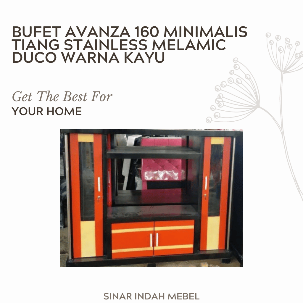 Bufet Avanza 160 minimalis tiang stainless melamic duco warna kayu ...