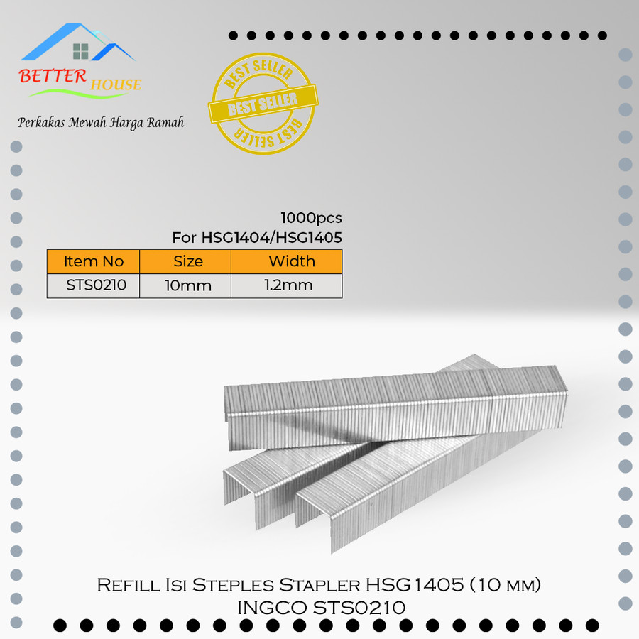Refill Isi Steples Stapler Staples HSG1405 (10 mm) INGCO STS0210 ...
