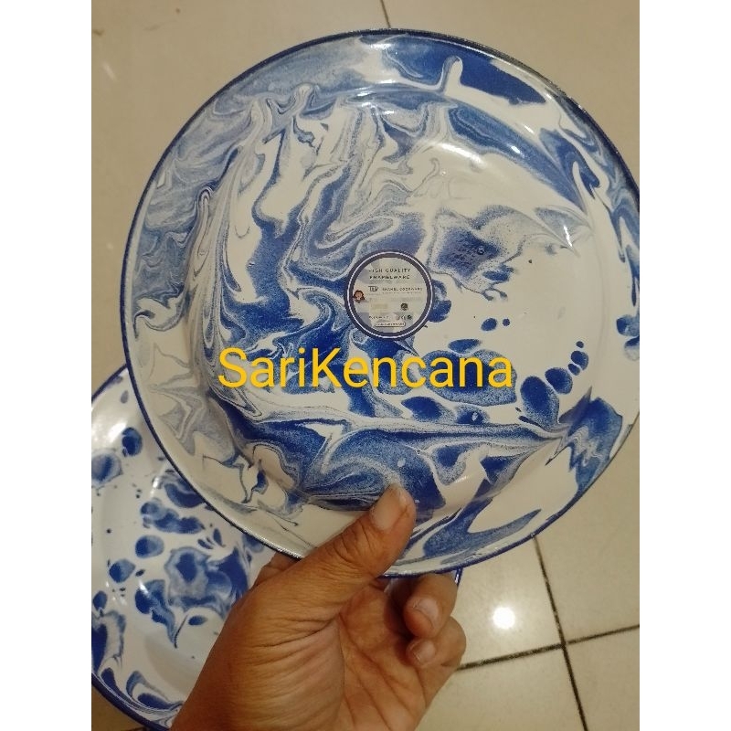 PIRING TRADISIOAL JADUL WARNA BIRU 20CM BLIRIK LURIK NAMEL KUNO BIRU ...