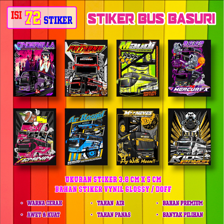 VIRAL stiker bus basuri isi 72 stiker | cibderella fathana maudi deep ...