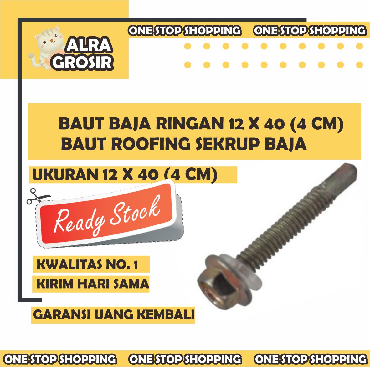 BAUT BAJA RINGAN 12 X 40 (4 CM) BAUT ROOFING 12X40 SEKRUP BAJA | Lazada ...