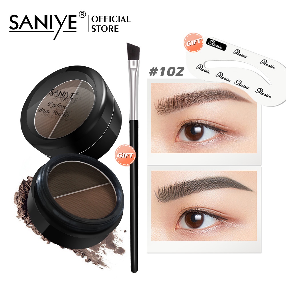 SANIYE 2 Warna Kosmetik Alis Eyebrow Powder Palet Bedak Alis Dengan ...