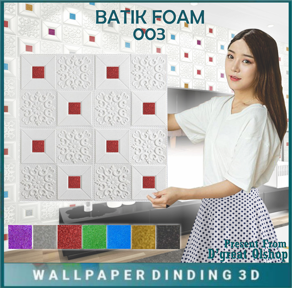 PROMO!! Wallpaper Foam 3D Batik / Sticker Dinding 3D Modern Foam Motif ...