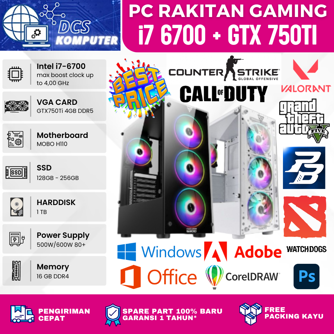 CPU PC KOMPUTER RENDERING / GAMING / EDITING CORE i7-6700 MB H110 LGA1151 16GB DDR4 SSD 256GB ...
