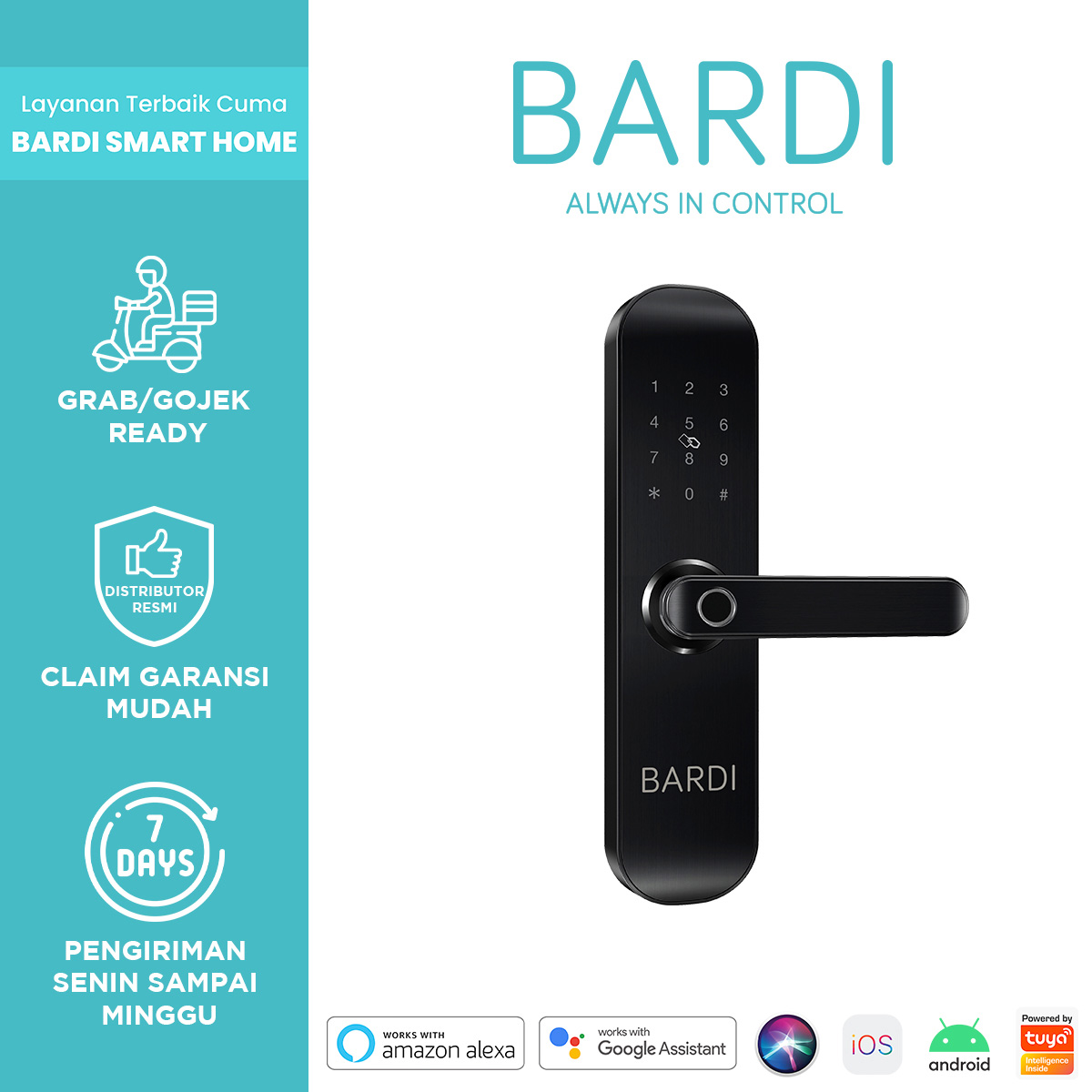 BARDI Smart Home Door Lock Handle RFID – Fingerprint Waterproof IP54 ...