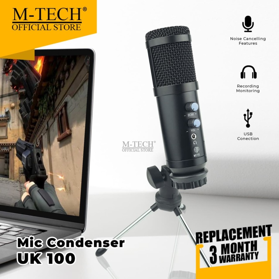 M-Tech MIC Microphone Condenser UK100 with Noise Cancelling - Garansi ...