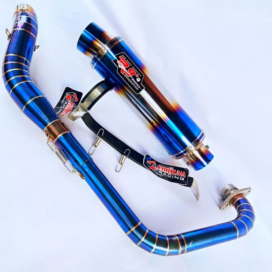 Knalpot racing R9 full Stainlees Cacing for SATRIA Fu fi/ karbu barong ...