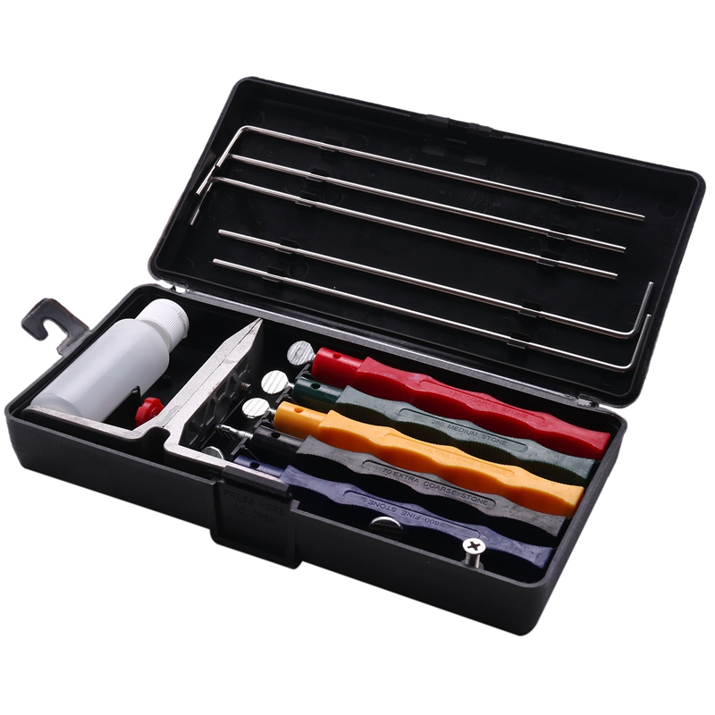 Knife Sharpener Deluxe 5 Whetstones Set Sharpening System Grindstone 5 ...