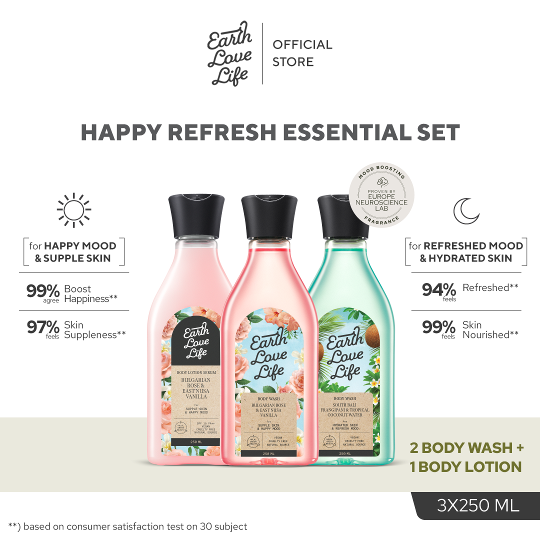 EARTH LOVE LIFE Happy Refresh Essential Kit - Bundle 2 Body Wash & 1 ...