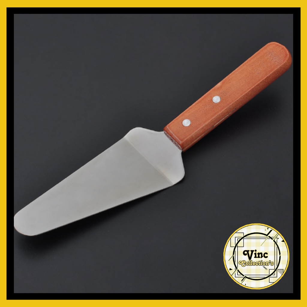 SPATULA SUTIL KAPE STAINLESS STEEL GAGANG KAYU / SHOVEL PIE CAKE ...