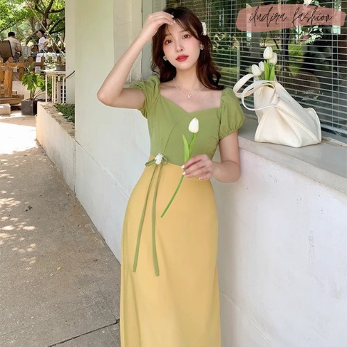 [iludira fashion] DI024 Gaun Diandra Puffy Sabrina Long Dress Wanita ...