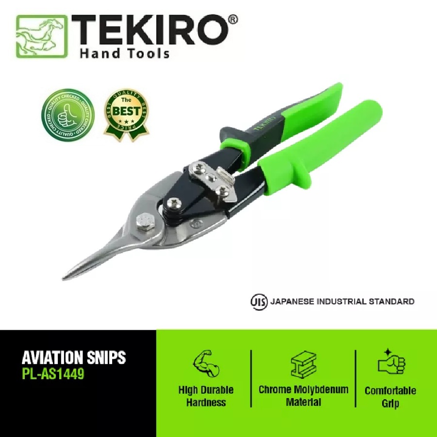 TEKIRO Gunting Seng Tipe Lurus Gunting Holo 10" - Gunting Baja Ringan ...