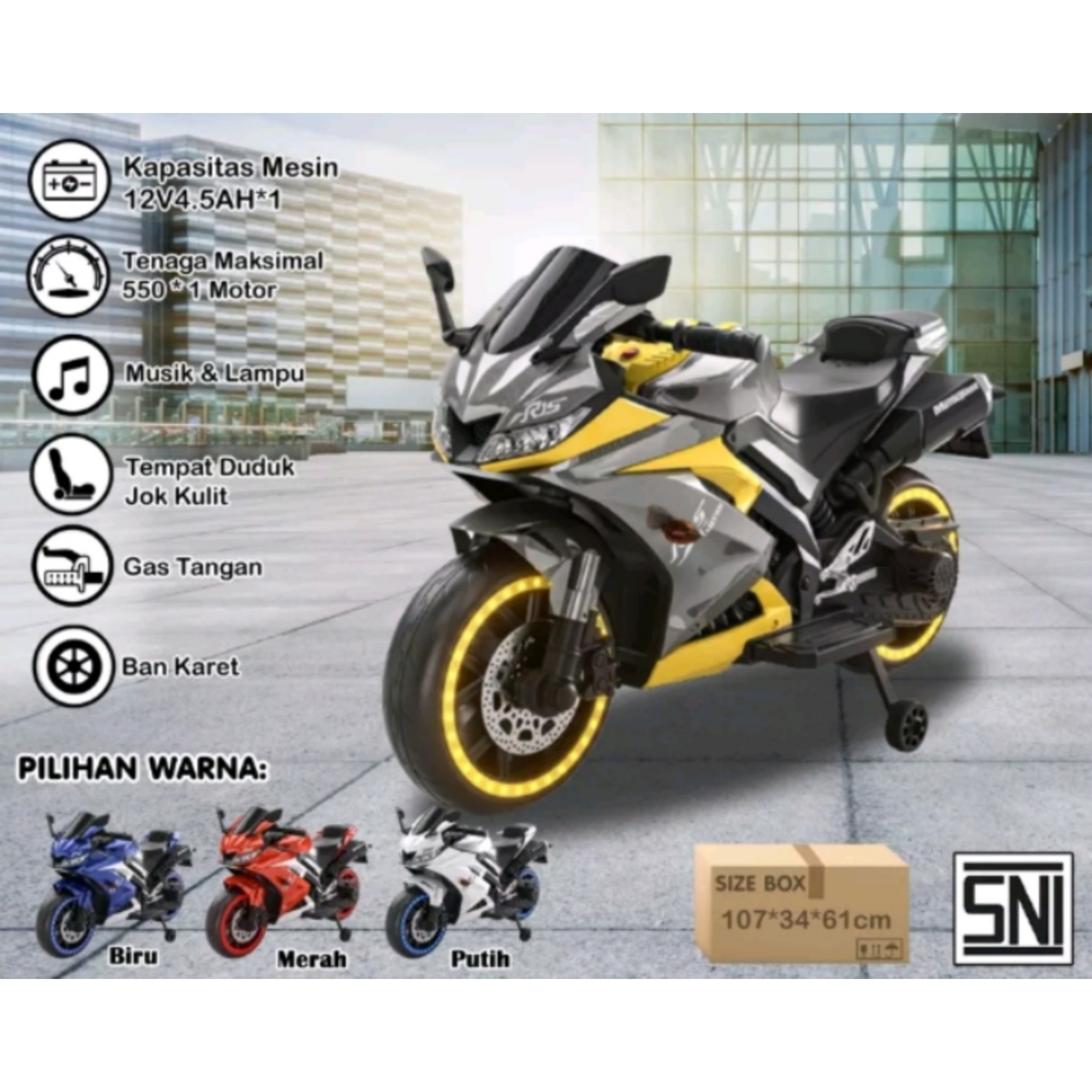 MOTOR AKI ANAK NINJA / R25 / GP Sport UKURAN JUMBO BAN FULL KARET JOK ...