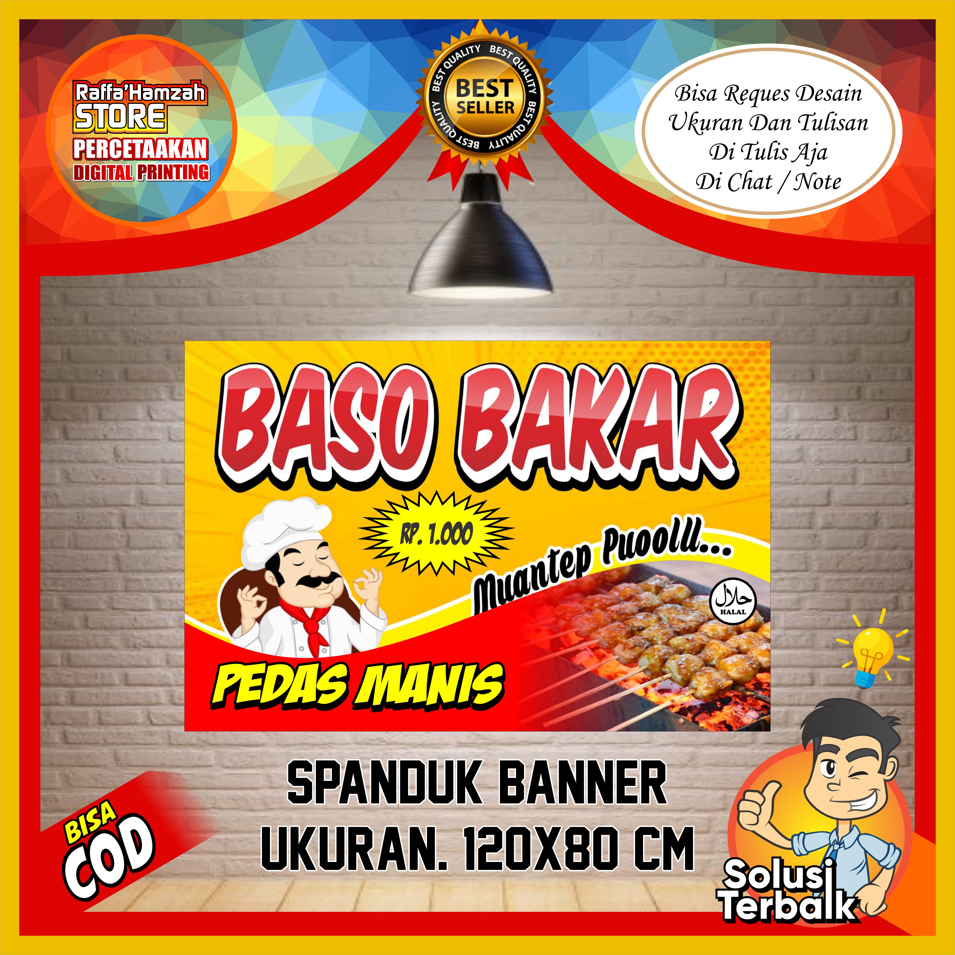 Spanduk Banner Backdrop Baso Bakar Ukuran 120x80 Cm / Banner Baso Bakar ...