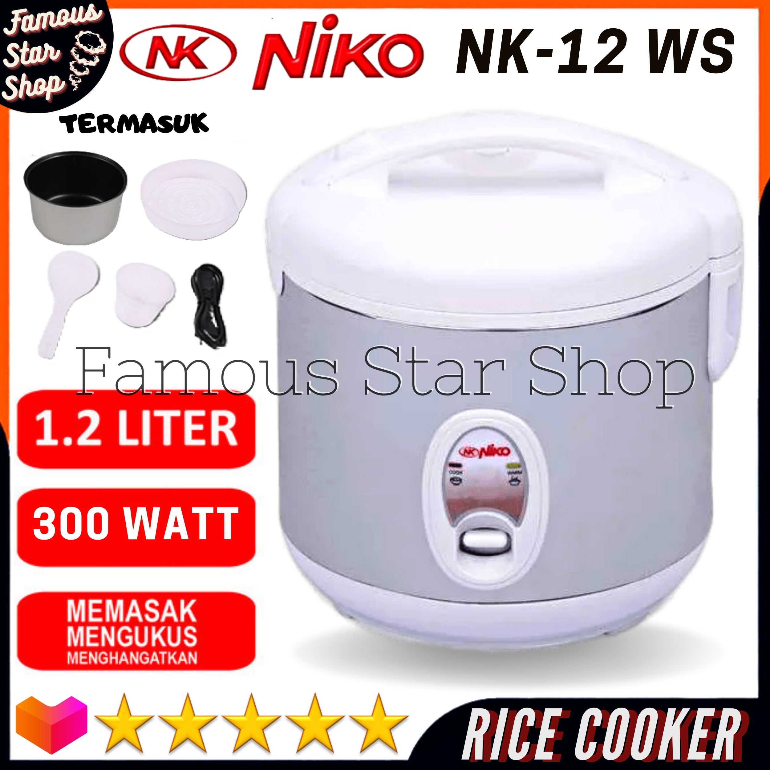 Penanak Nasi Magic Com Rice Cooker Niko NK 12 Kapasitas 1 Setengah / 1 ...
