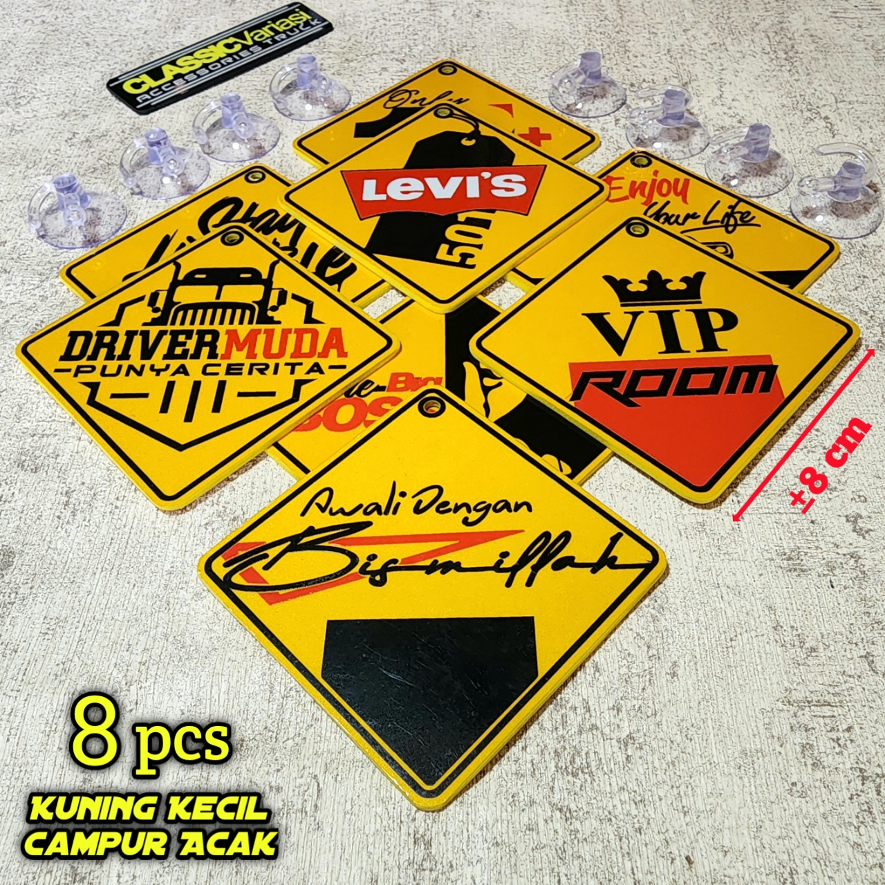 Sepaket Gantungan Kaca Mobil Akrilik Hiasan Kaca Mobil Truk Bus ...