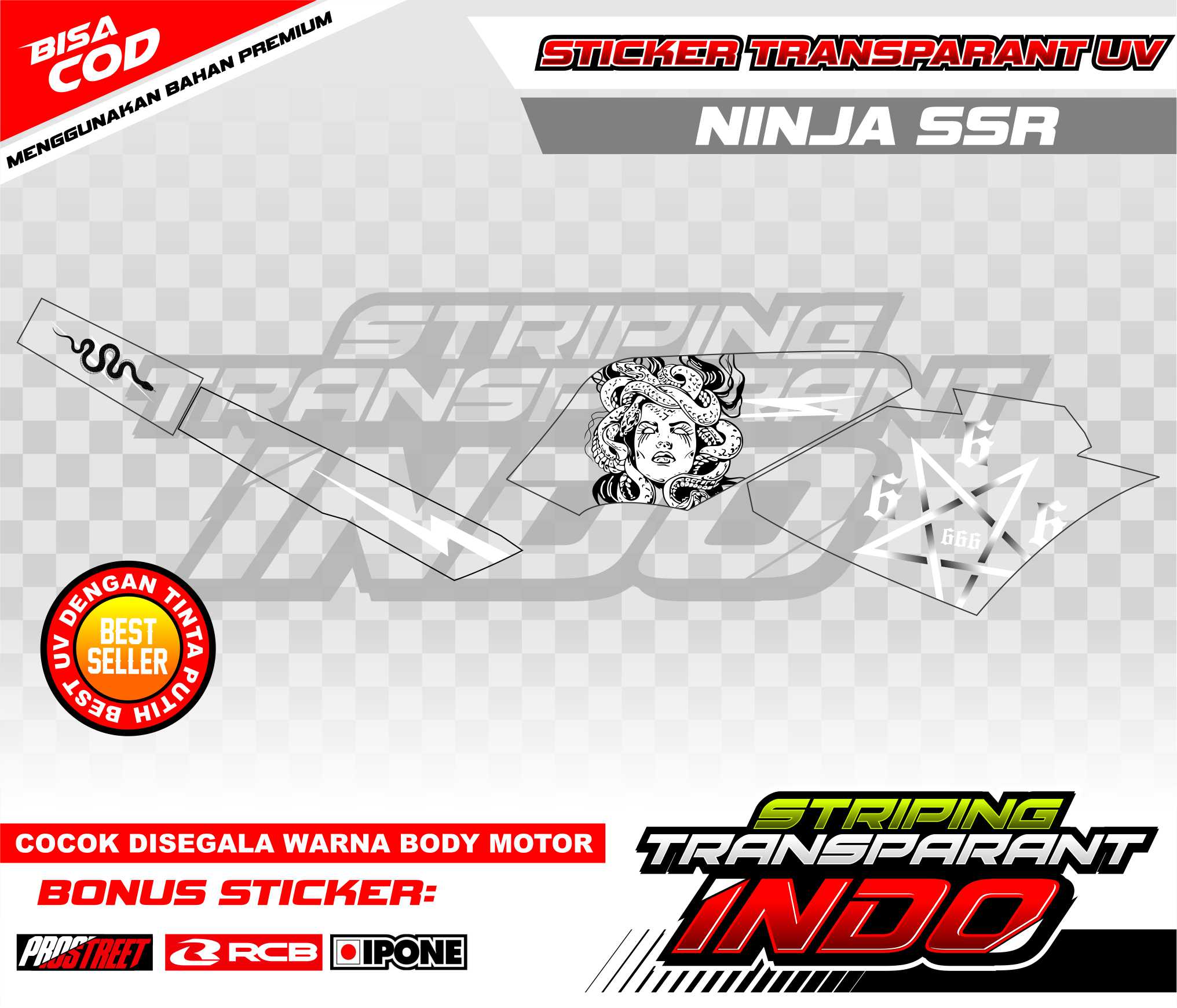 STRIPING MOTOR KAWASAKI NINJA SSR MEDUSA STYLE / STICKER VARIASI MOTOR ...