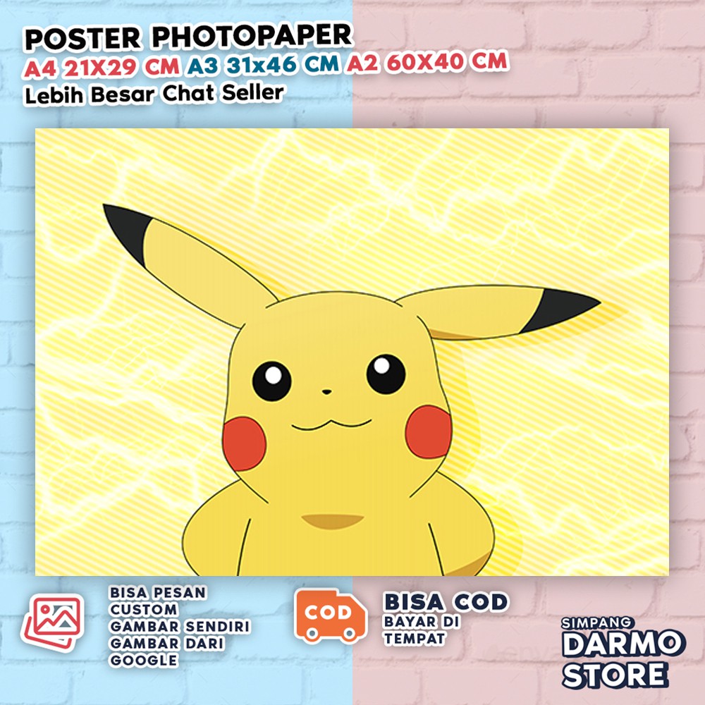Poster Kartun Pokemon Pikacu Pika Terbaru Foster Hiasan Dinding Anak ...