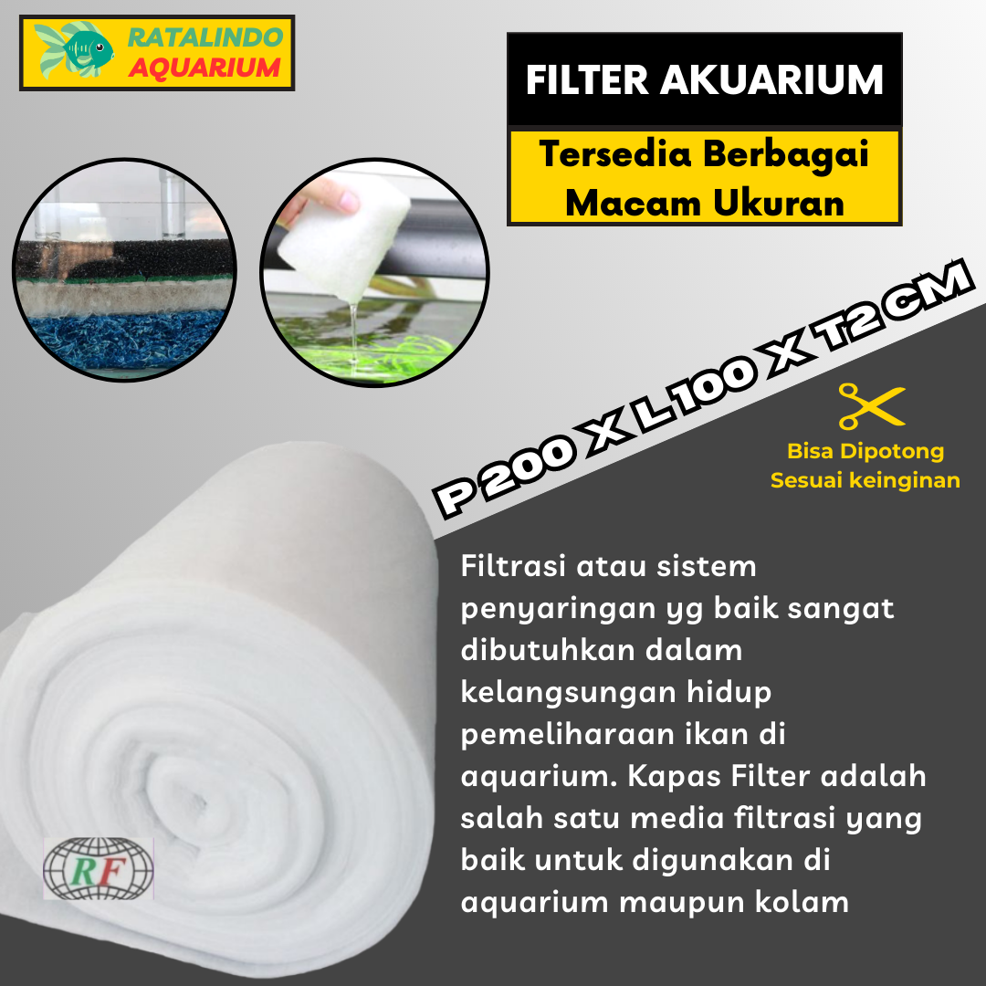 kapas filter aquarium kolam dakron 200x100cm peredam box Speaker ...