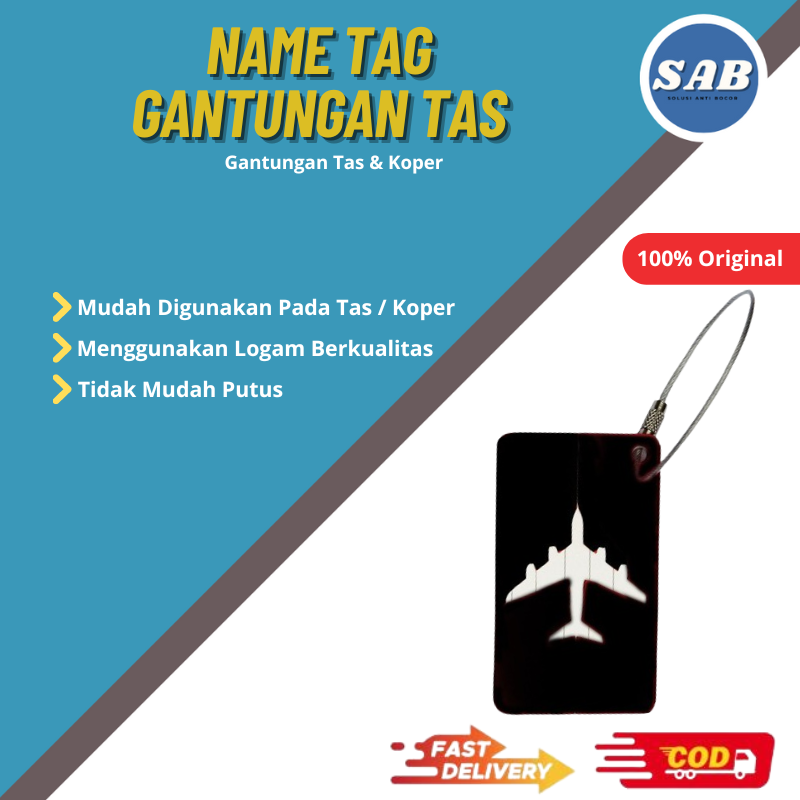Luggage Tag Label Nama Gantungan Tas Koper Bagasi Alumunium Name Tag ...