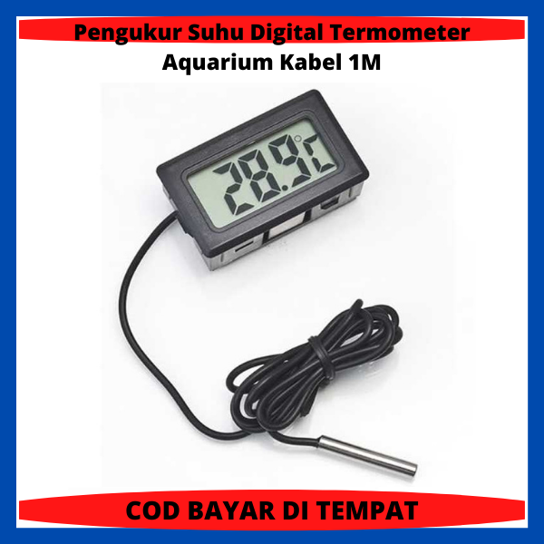 Pengukur Suhu Digital Termometer Aquarium Kabel 1M / Termometer ...