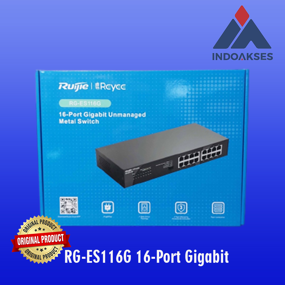 Switch Hub Ruijie RG-ES116G 16-Port Gigabit Unmanaged Metal Switch 10 ...