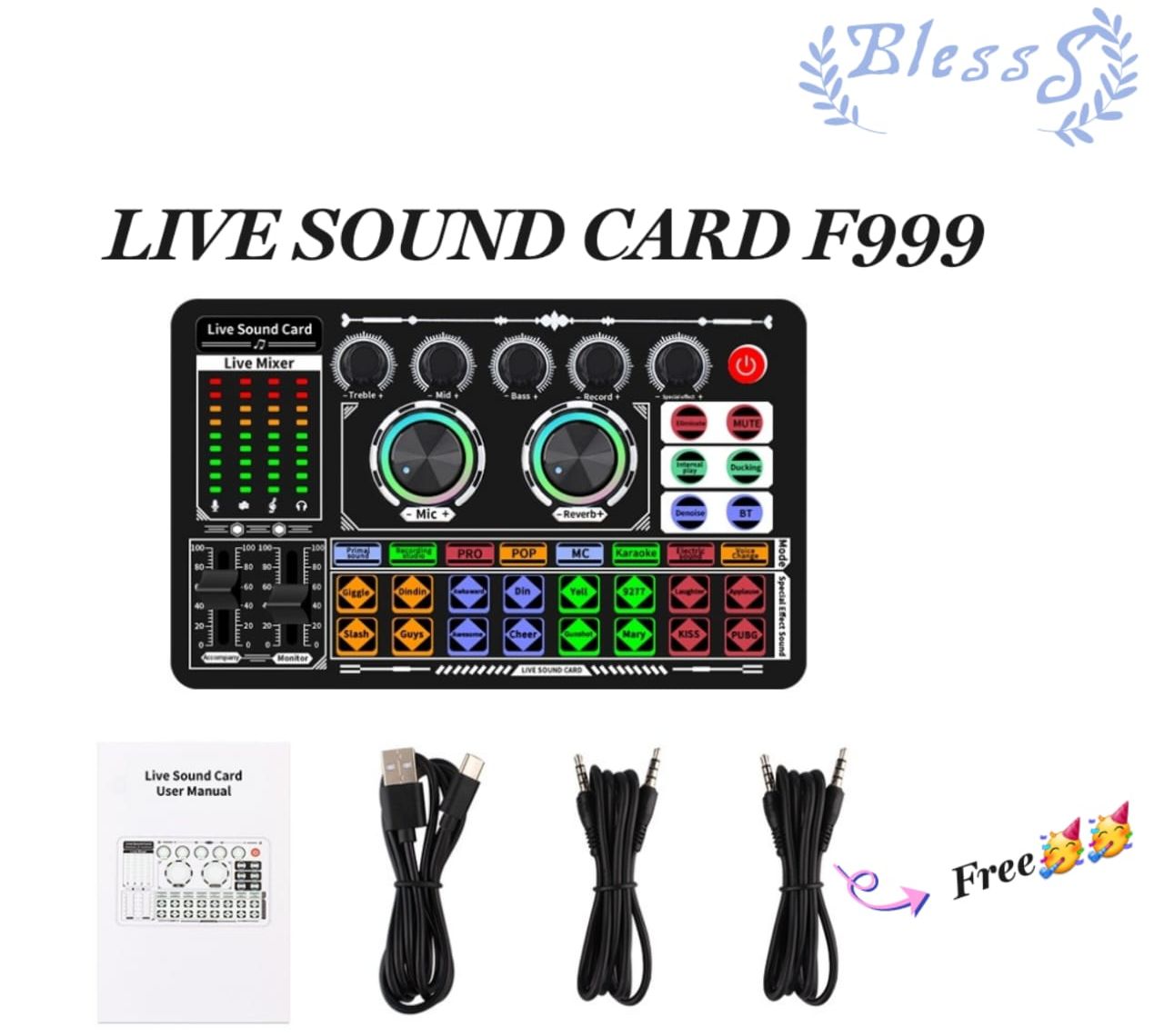 BlessS/ Live Sound Card F999 Hitam Wired Condenser Microphone Sound ...