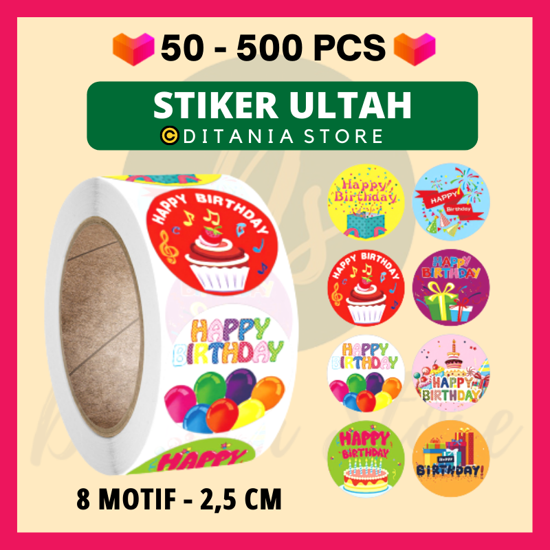 Stiker Ulang Tahun Sticker Kue Nasi Bok Perlengkapan Hadiah Ultah Anak ...