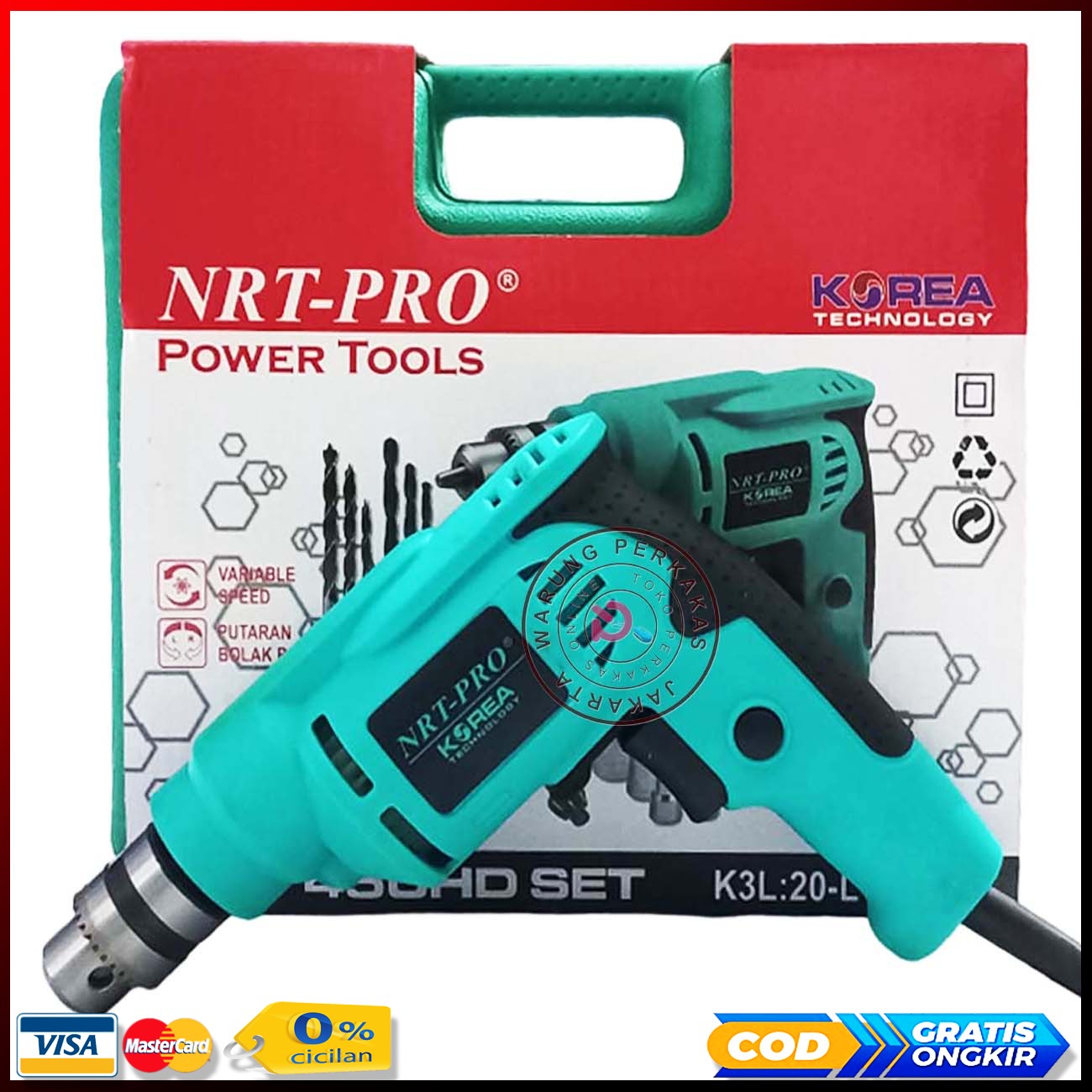 NRT-PRO 450HD Mesin Bor Set 10mm | Mesin Bor Hemat Listrik Cuma 250Watt | Mesin Bor Hijau Murah ...