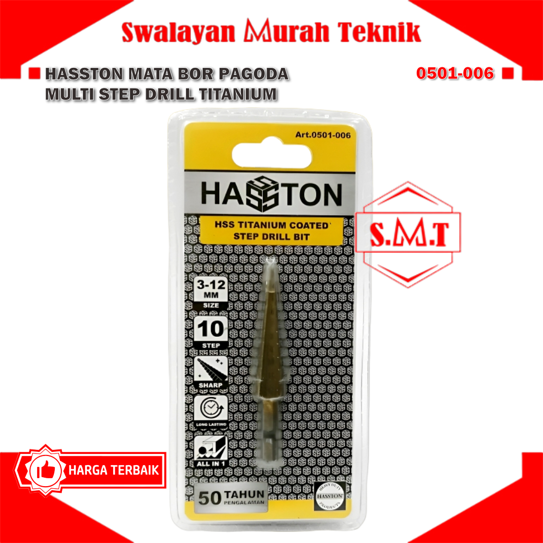 Mata Bor Pagoda Besi HASSTON PROHEX HSS Titanium Coated Step Drill Bit | Lazada Indonesia
