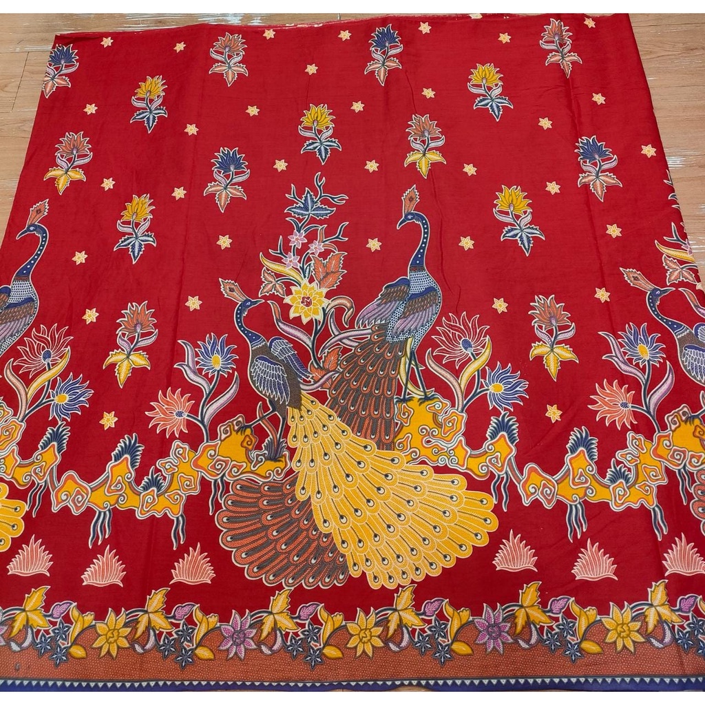 Kain Batik SOLO motif burung merak warna dasar merah ( Primis Premium ...
