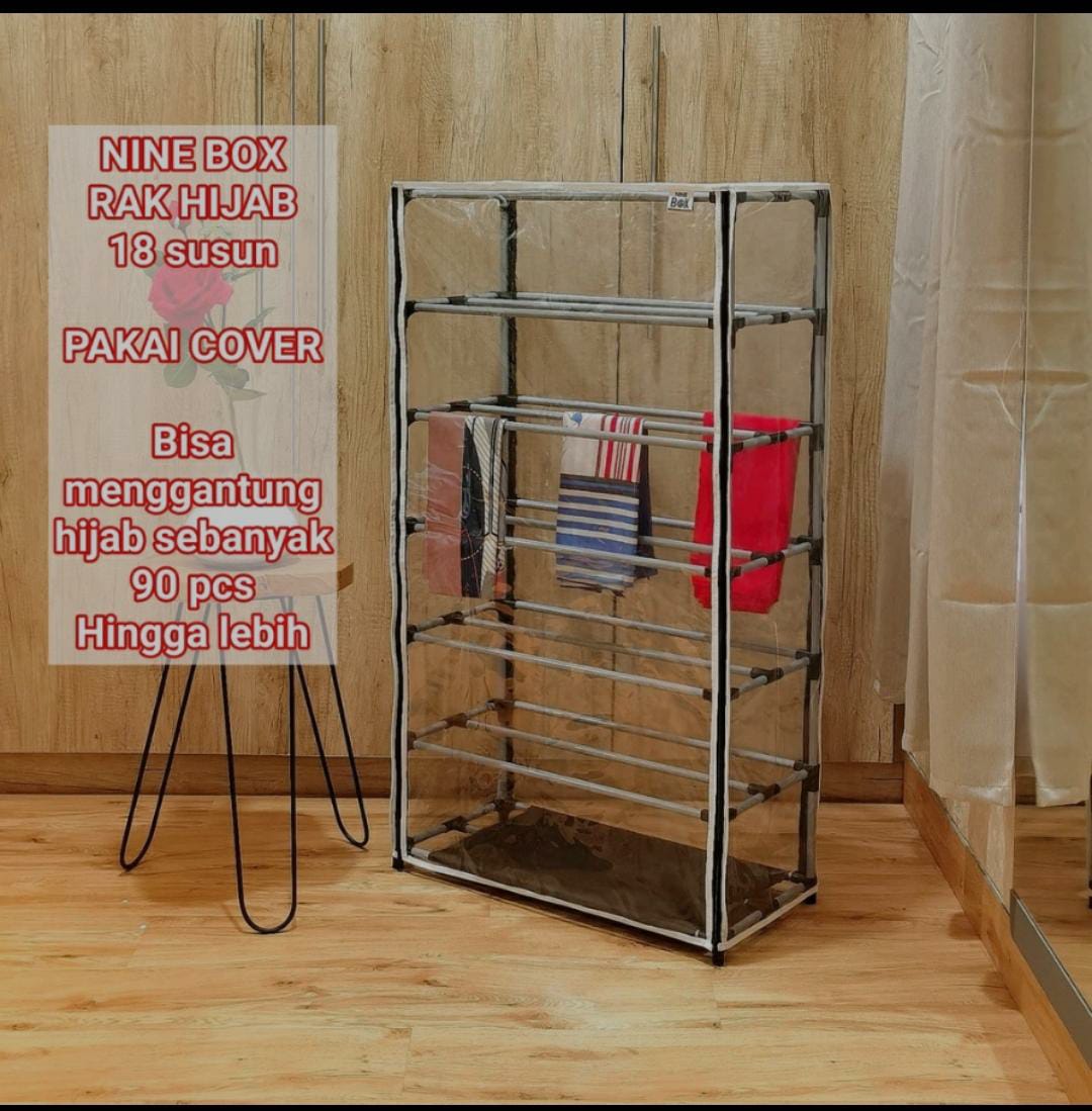 NINE BOX RAK HIJAB 6 SUSUN/RAK HIJAB 18 LAPIS/RAK GANTUNG JILBAB ...