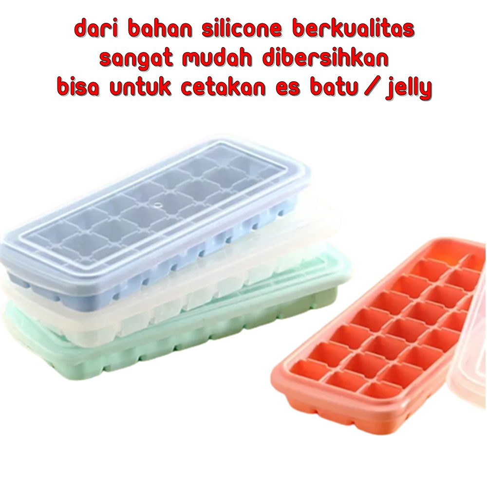 Cetakan Es Batu Jelly Silikon Dengan Penutup 24 Kotak Ice Cube Tray ...