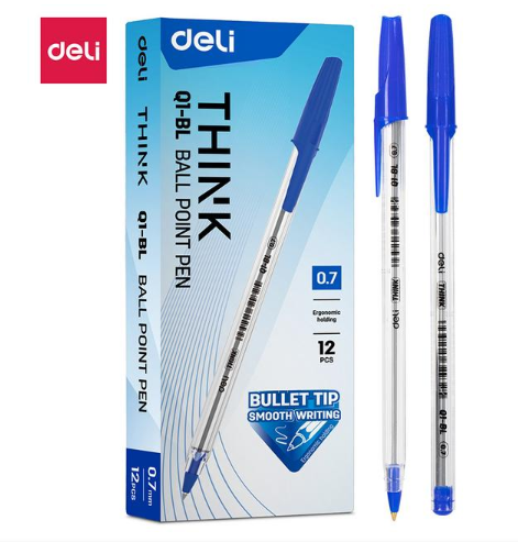 PULPEN BALLPOINT DELI THINK Q1-BK 0.7MM 1 LUSIN / BOLPOIN / PEN ...