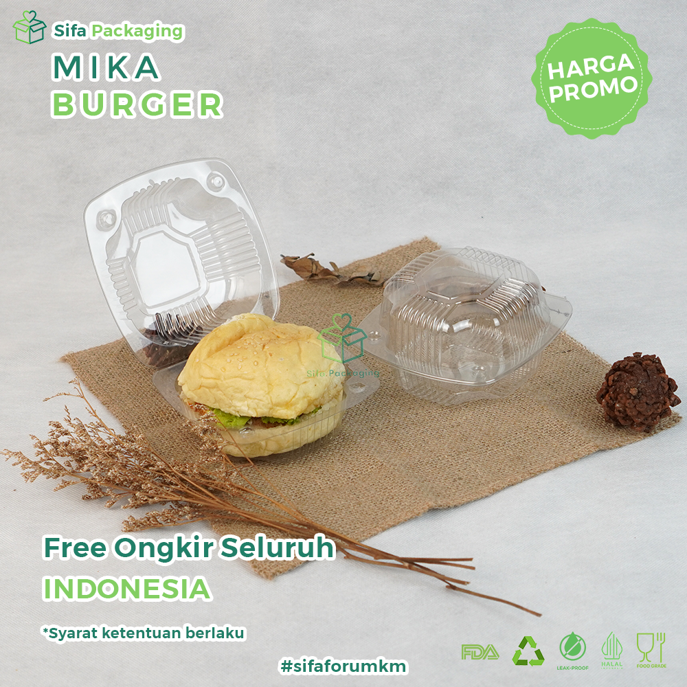 [10 PCS] Mika Plastik Hamburger Bulat Sedang Mika Roti Burger Makanan ...